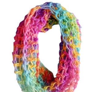 Crochet Pattern for Pastel Rainbow Infinity Scarf. Easy Medium Beginner ...