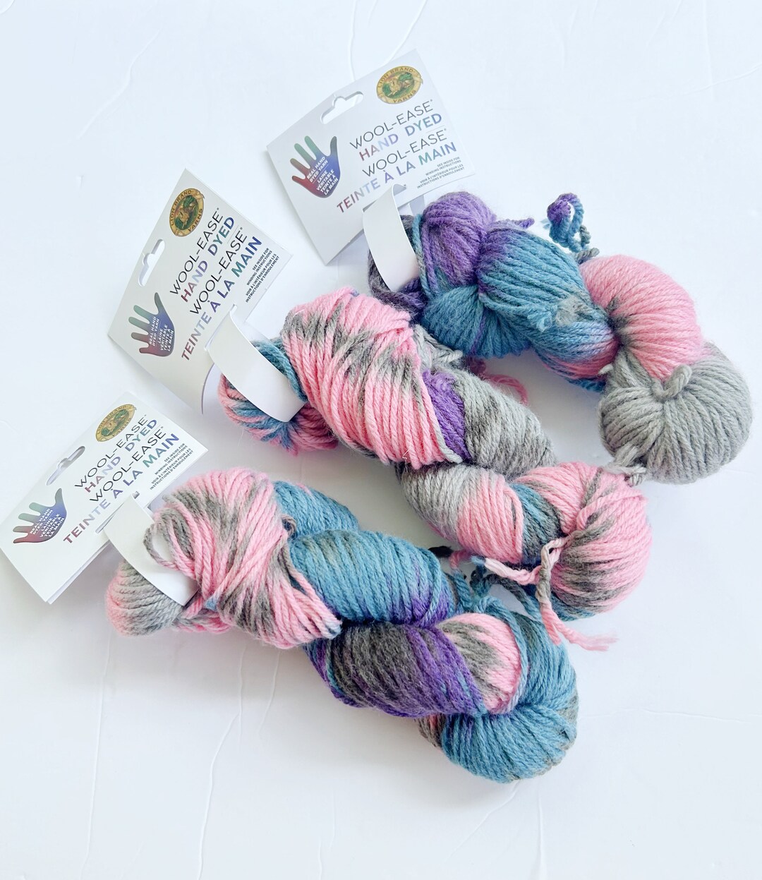 Lion Brand Yarn Wool-ease Hand Dyed Yarn, Cotton Candy 623-205, Pack of ...