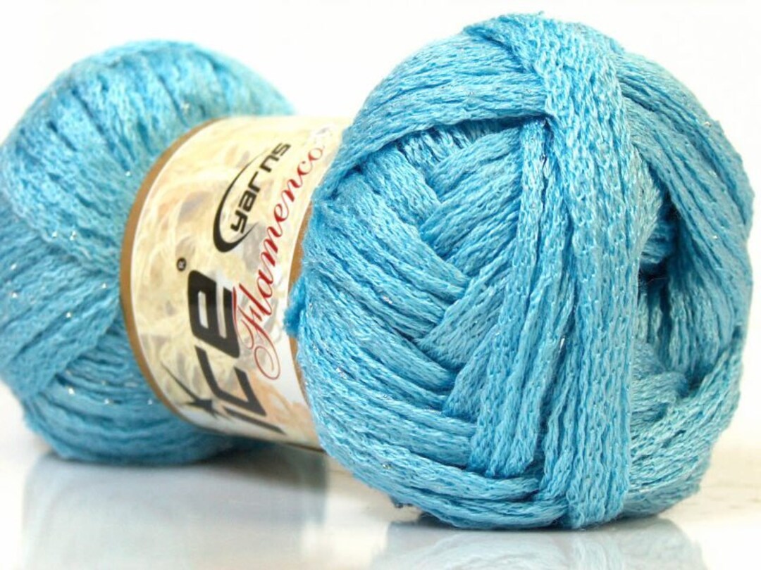 Ice Yarn, Flamenco Glitz Light Blue, Scarf Yarn, 22012 Acrylic, Lurex ...