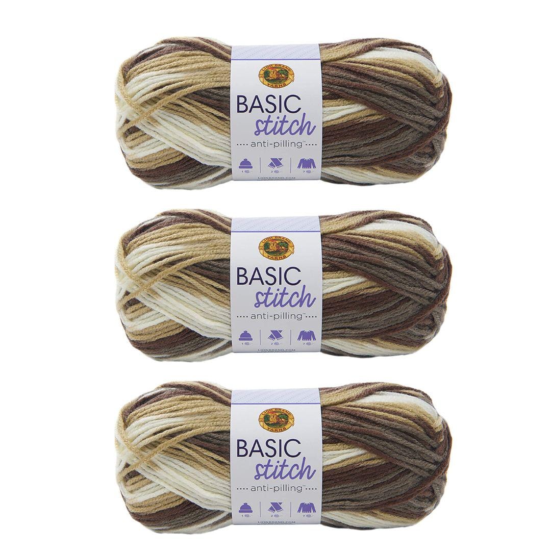 Lion Brand Yarn, Basic Stitch Precious Stone 202-201, Bundle of 3 ...