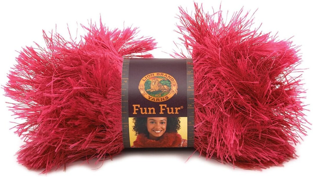 Fun Fur Yarn Lion Brand, Raspberry 320-112 Faux Fur, Eye Lash, Crochet ...