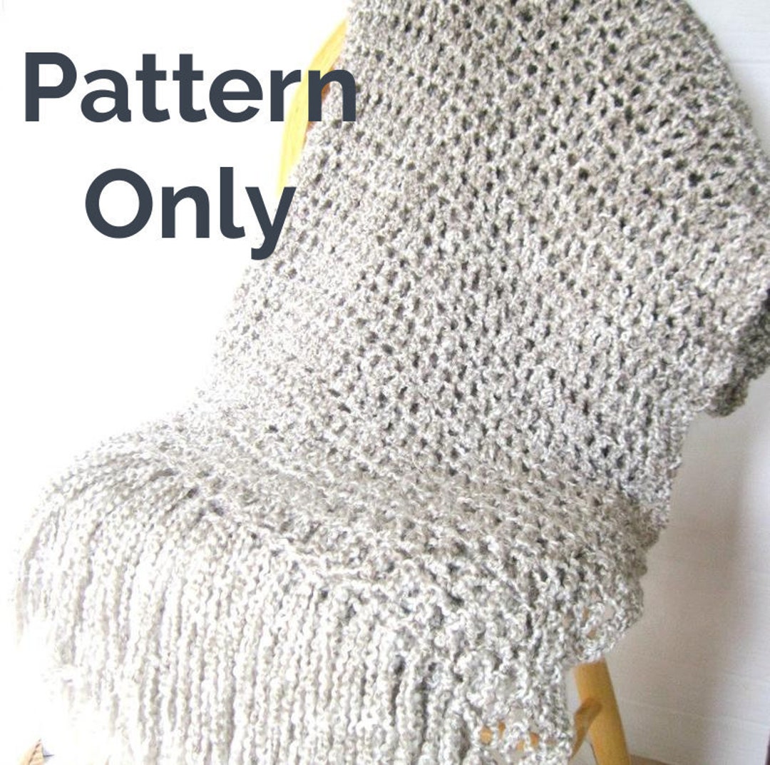 Throw Blanket Pattern, Crochet Pattern Grey Throw Blanket With Fringe ...