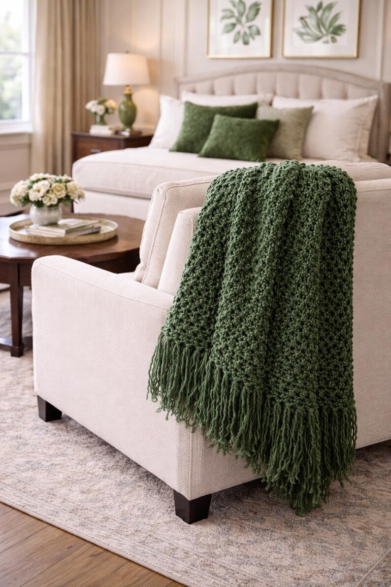 Green Throw Blanket Shades of Green Super Soft Crocheted Blanket With ...