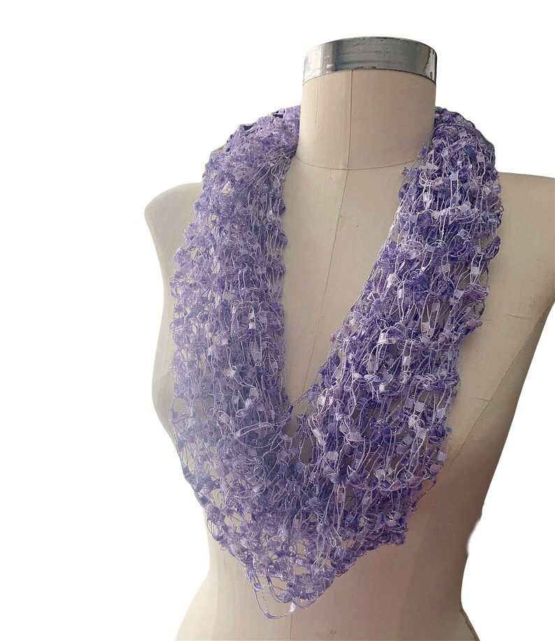 Infinity Scarf Iridescent Lavender Purple Ribbon Scarf - Etsy