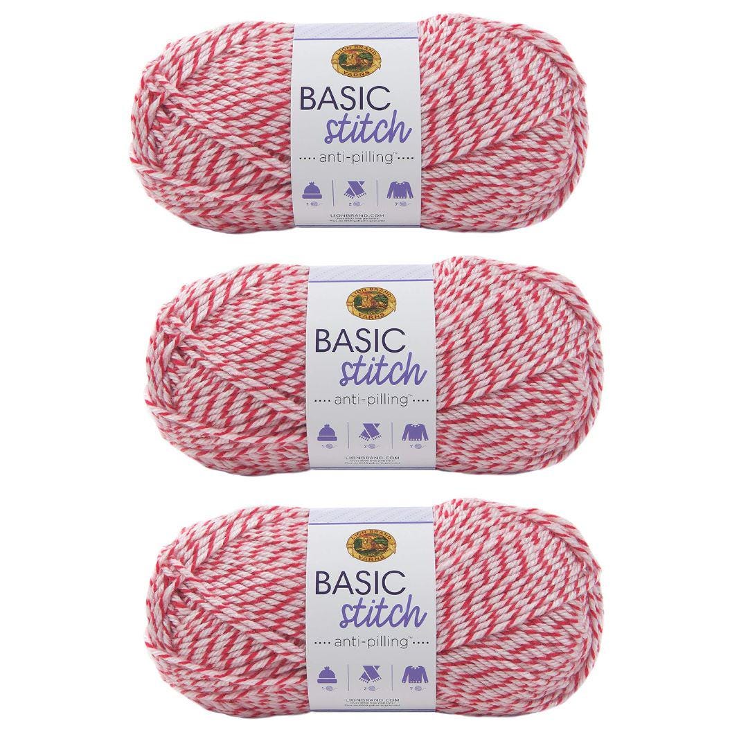 Lion Brand Yarn, Basic Stitch Strawberry Twist, 3 Pack Bundle Craft ...