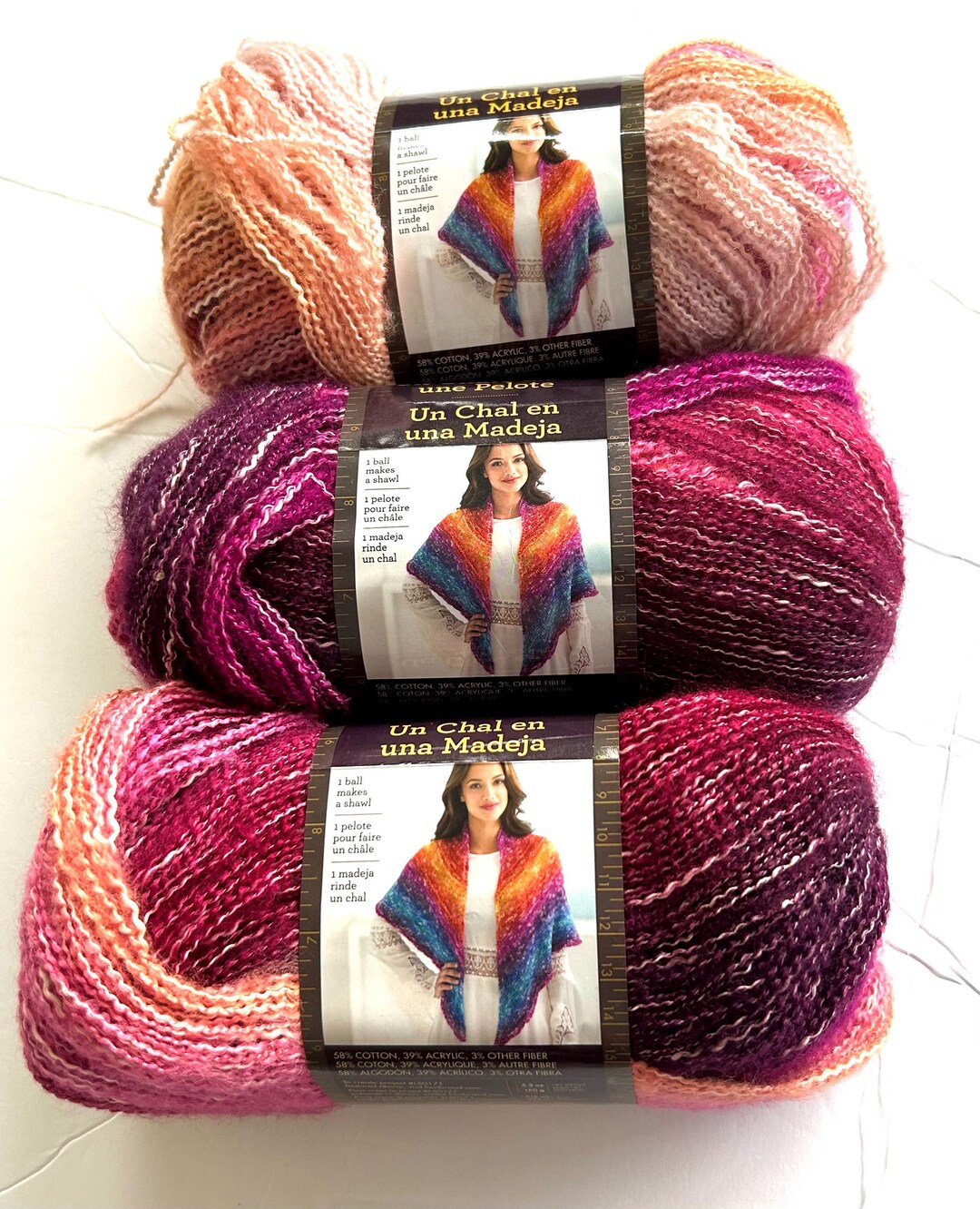 Lion Brand Yarn Shawl in a Ball Yarn, Community Coral 828-200 3 Pack ...