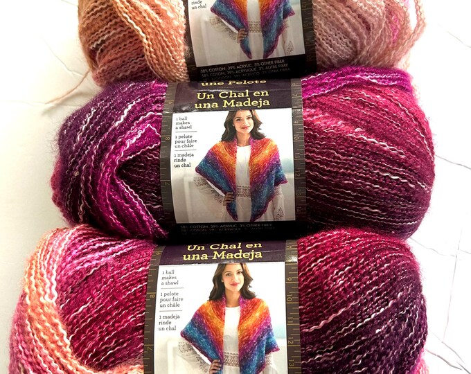 Lion Brand Yarn Shawl in a Ball Yarn, Community Coral 828-200 3 Pack ...