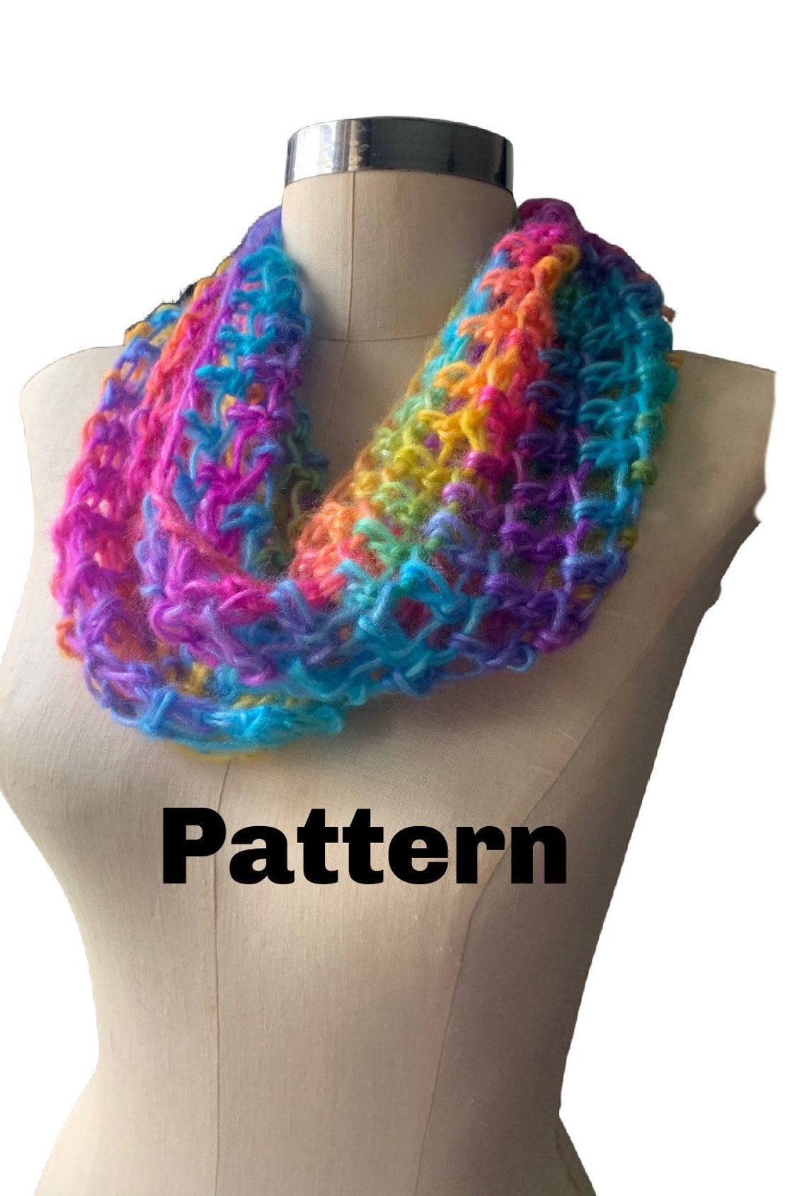 Crochet Pattern for Pastel Rainbow Infinity Scarf. Easy Medium - Etsy