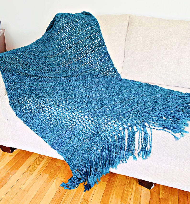Throw Blanket, Deep Teal Blue, Emerald Green and Brown Throw Blanket ...