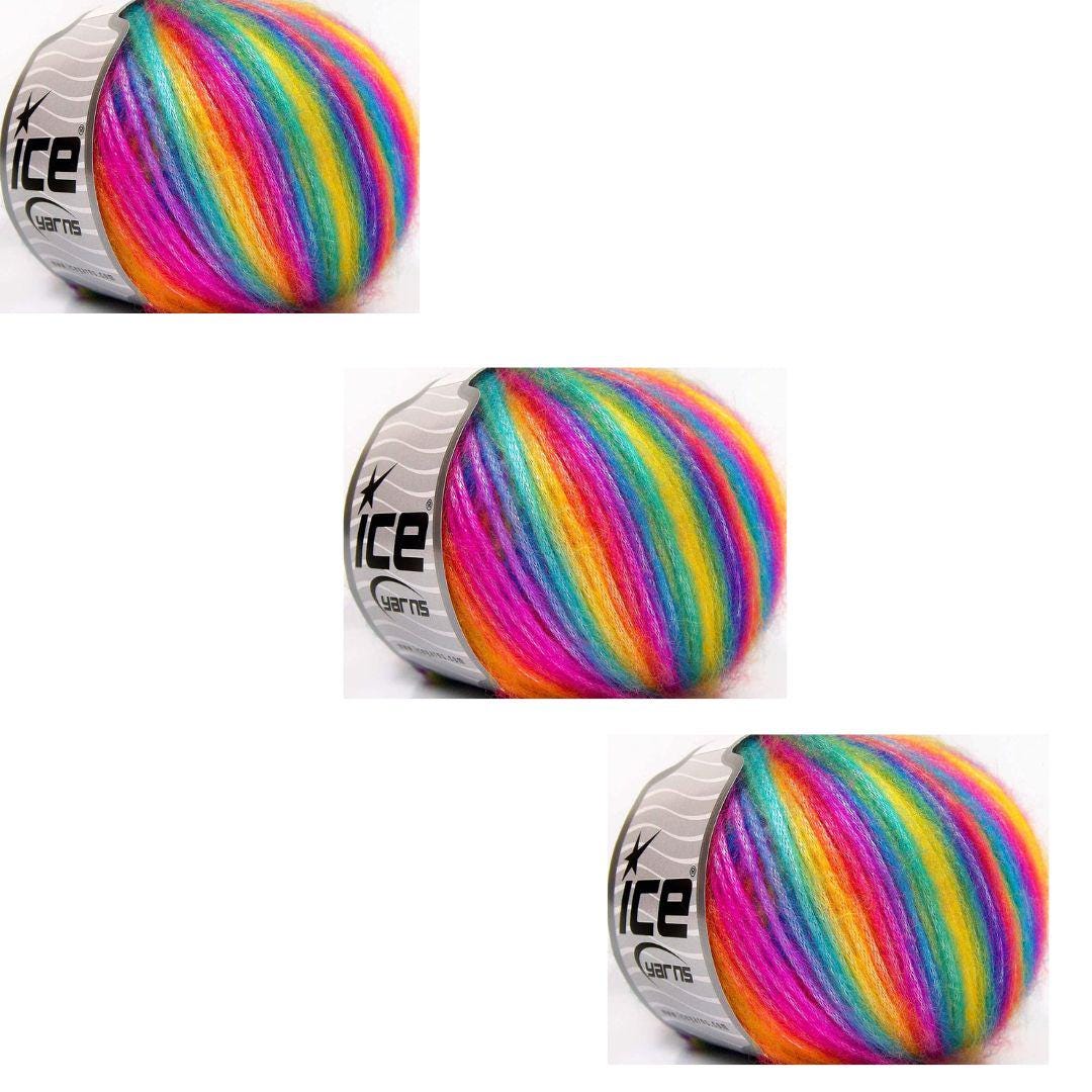 Ice Yarns PICASSO 64626 Pastel Rainbow, Bundle of 3, 3 Pack Knitting ...