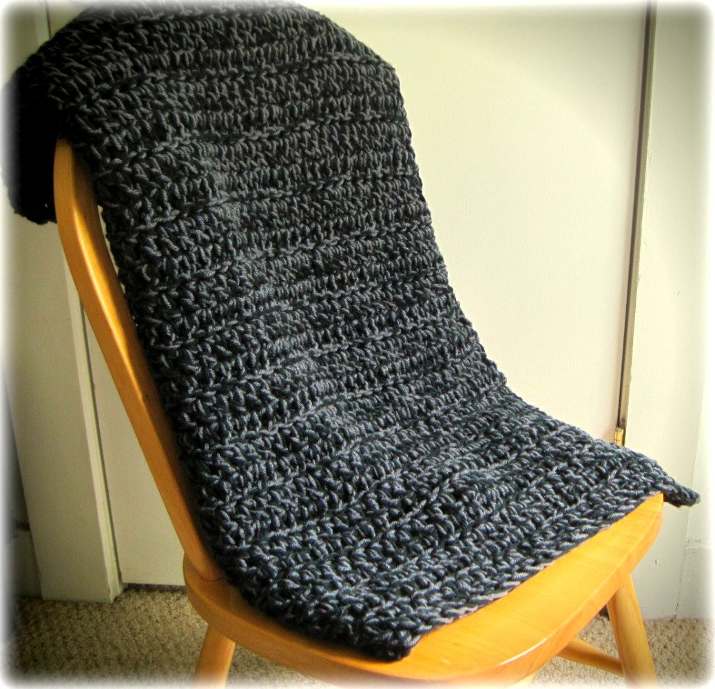 Crochet Pattern- Gray and Black Throw Blanket- Digital Download Afghan ...
