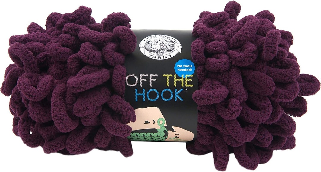 Lion Brand off the Hook Yarn, Sangria, Destash, Polyester, Fiber Arts ...