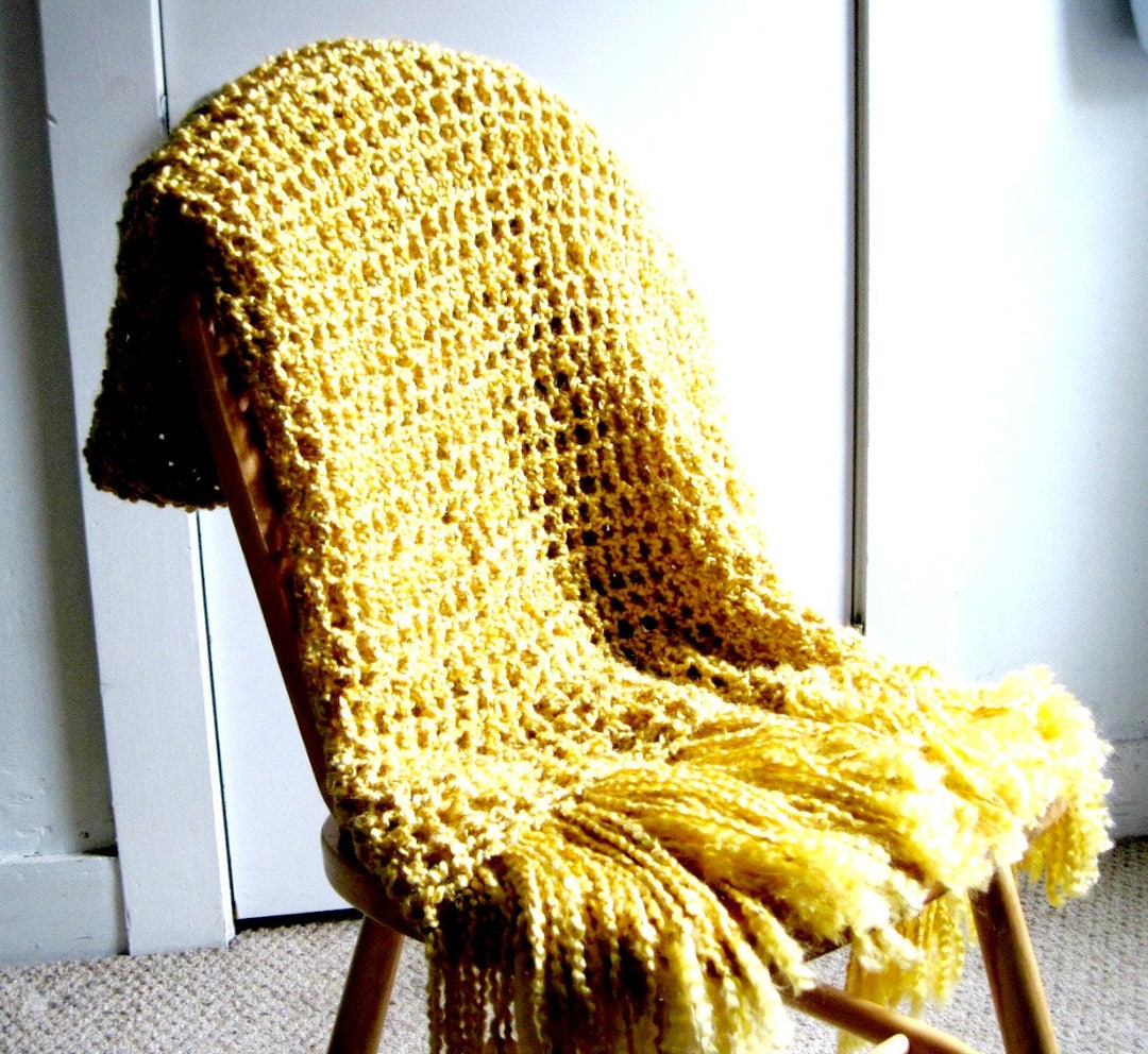 Yellow Throw Blanket Golden Yellow, Fall Blanket, Mustard, Indoor ...