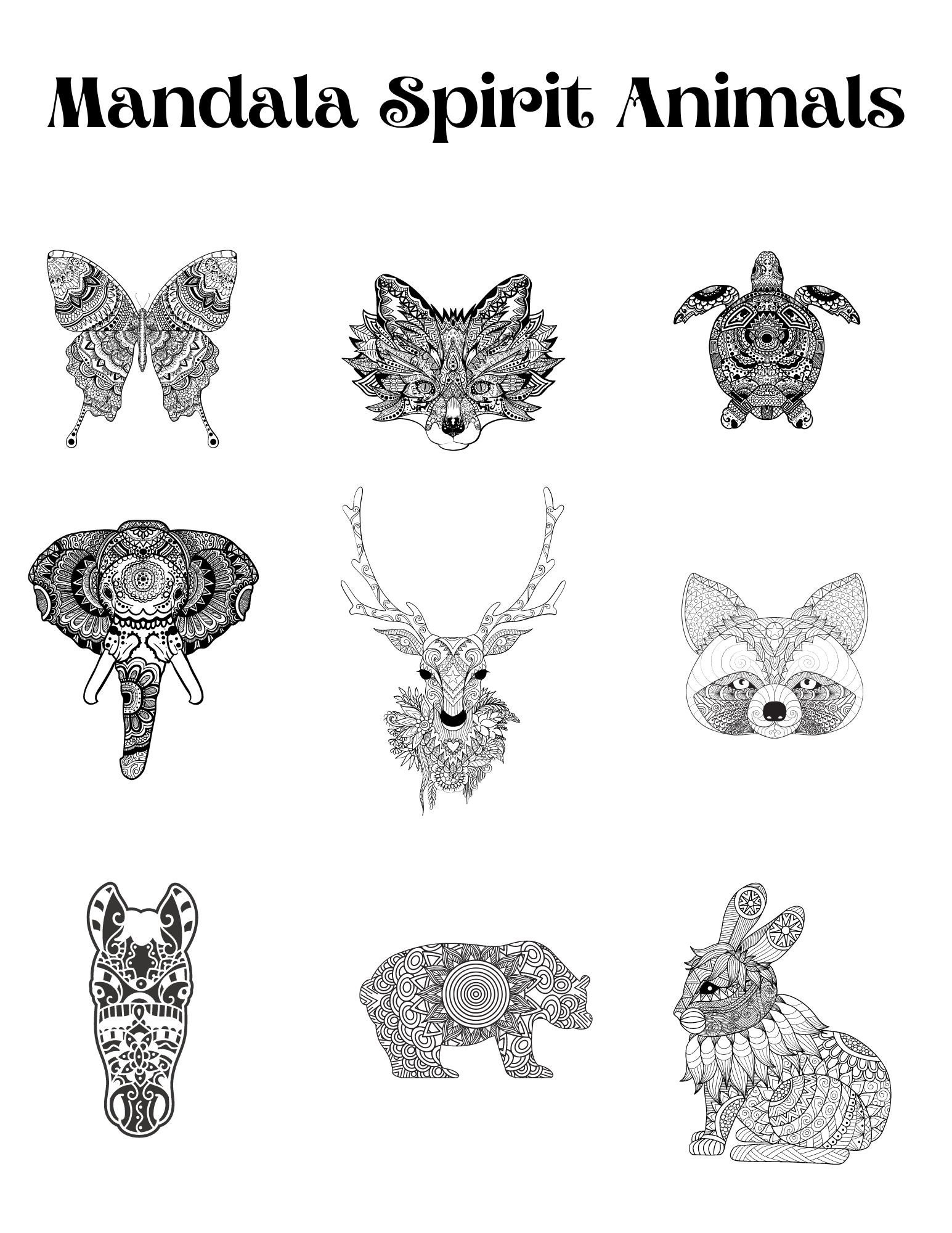 Animal Art Therapy Printable Coloring Pages