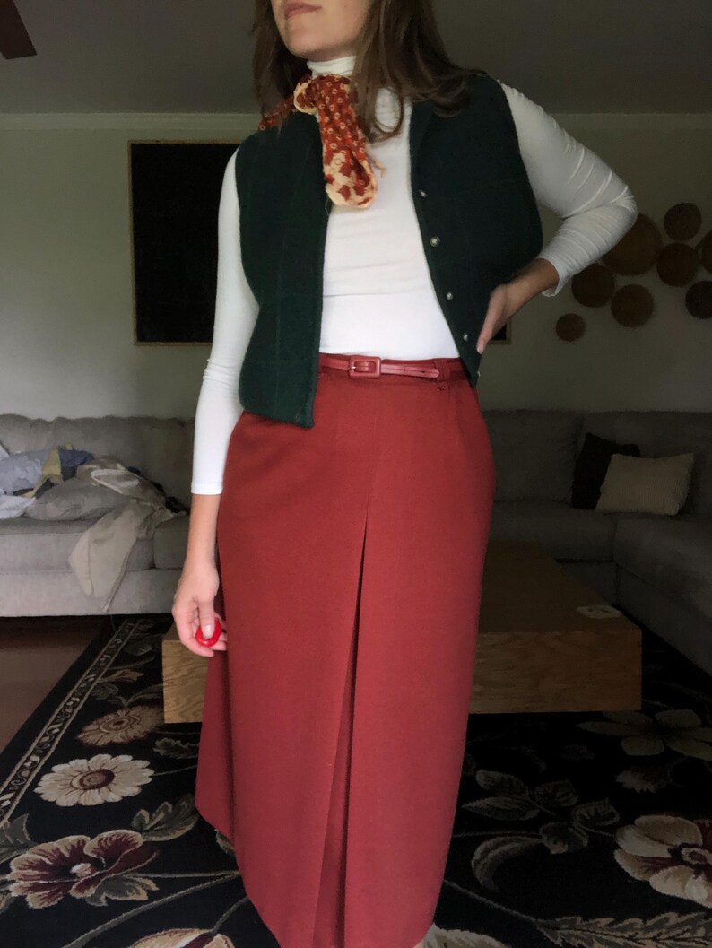 1970s Rust Midi Skirt - Etsy
