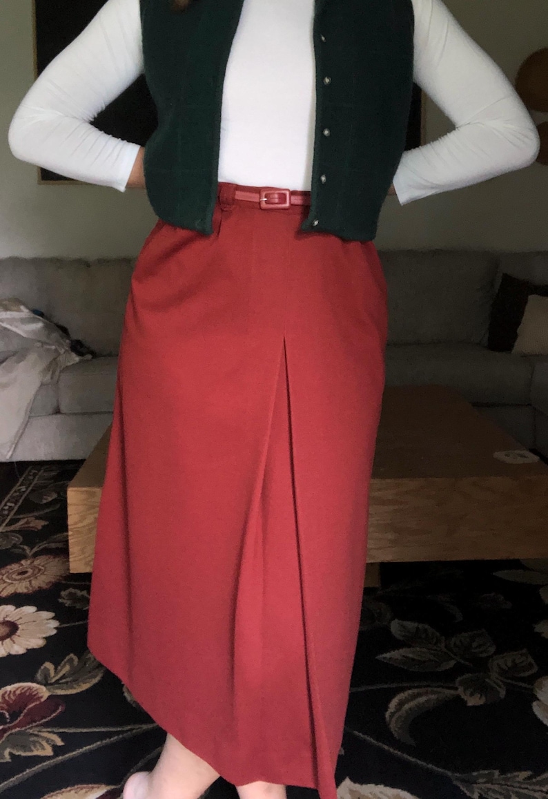 1970s Rust Midi Skirt - Etsy