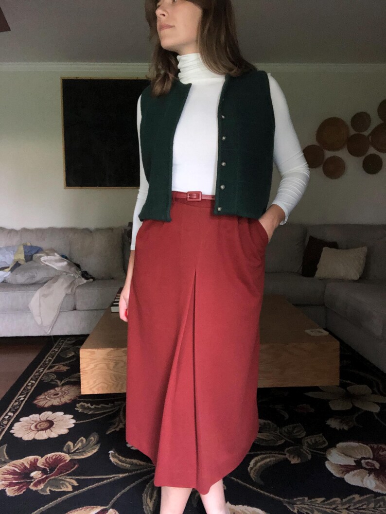 1970s Rust Midi Skirt - Etsy