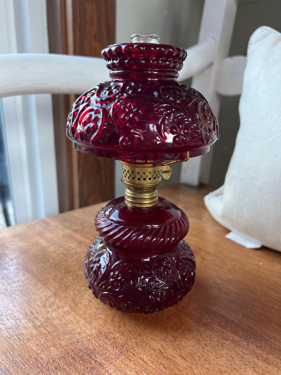 Miniature RUBY RED Mini Oil Lamp in Forget Me Not Design - Etsy