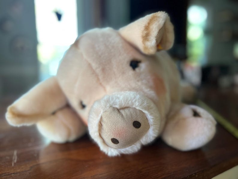 Steiff 24 Inch Plush Pink Pig Sissi 105364 Large Stuffed Animal Lays ...