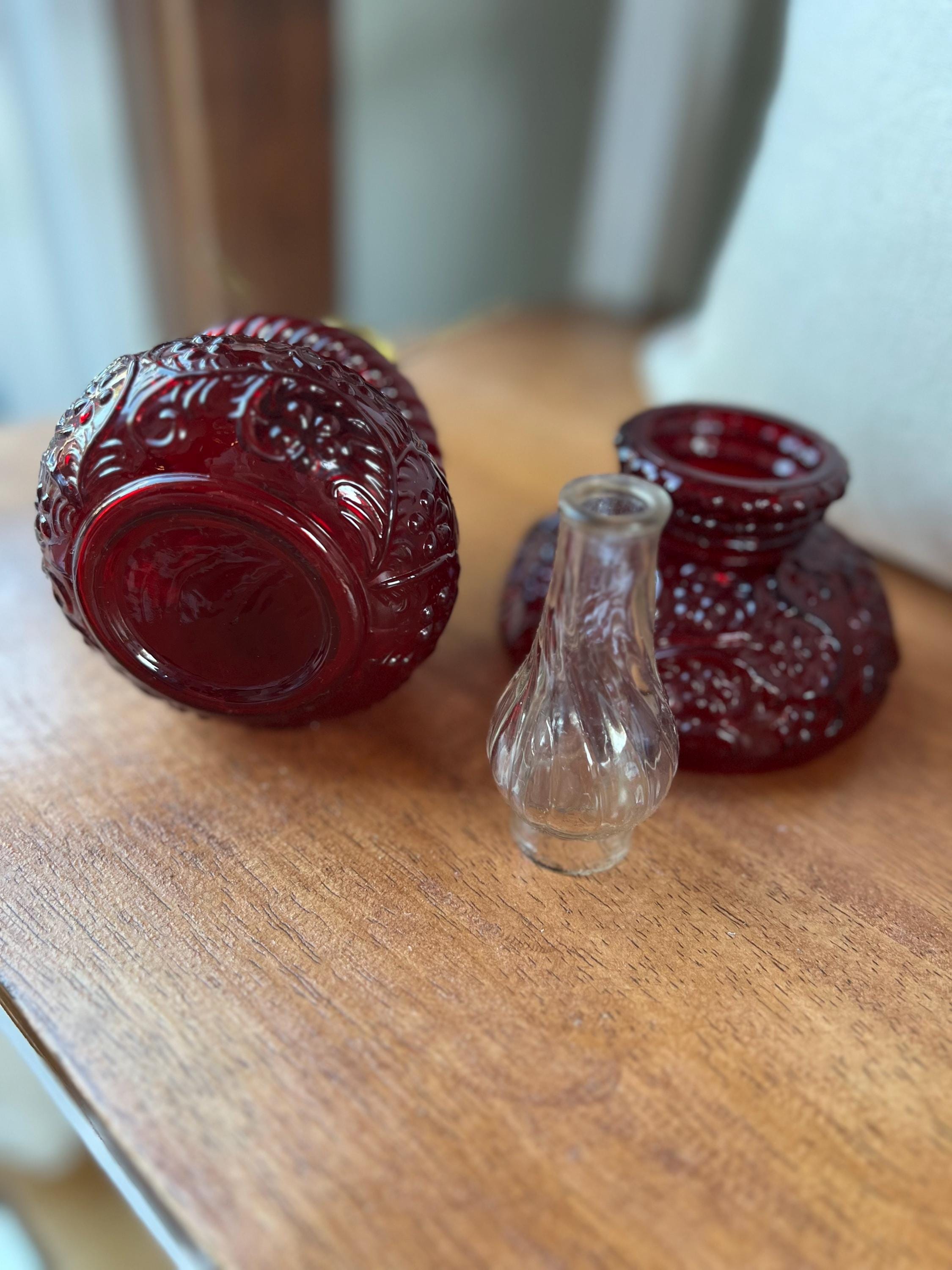 Miniature RUBY RED Mini Oil Lamp in Forget Me Not Design - Etsy