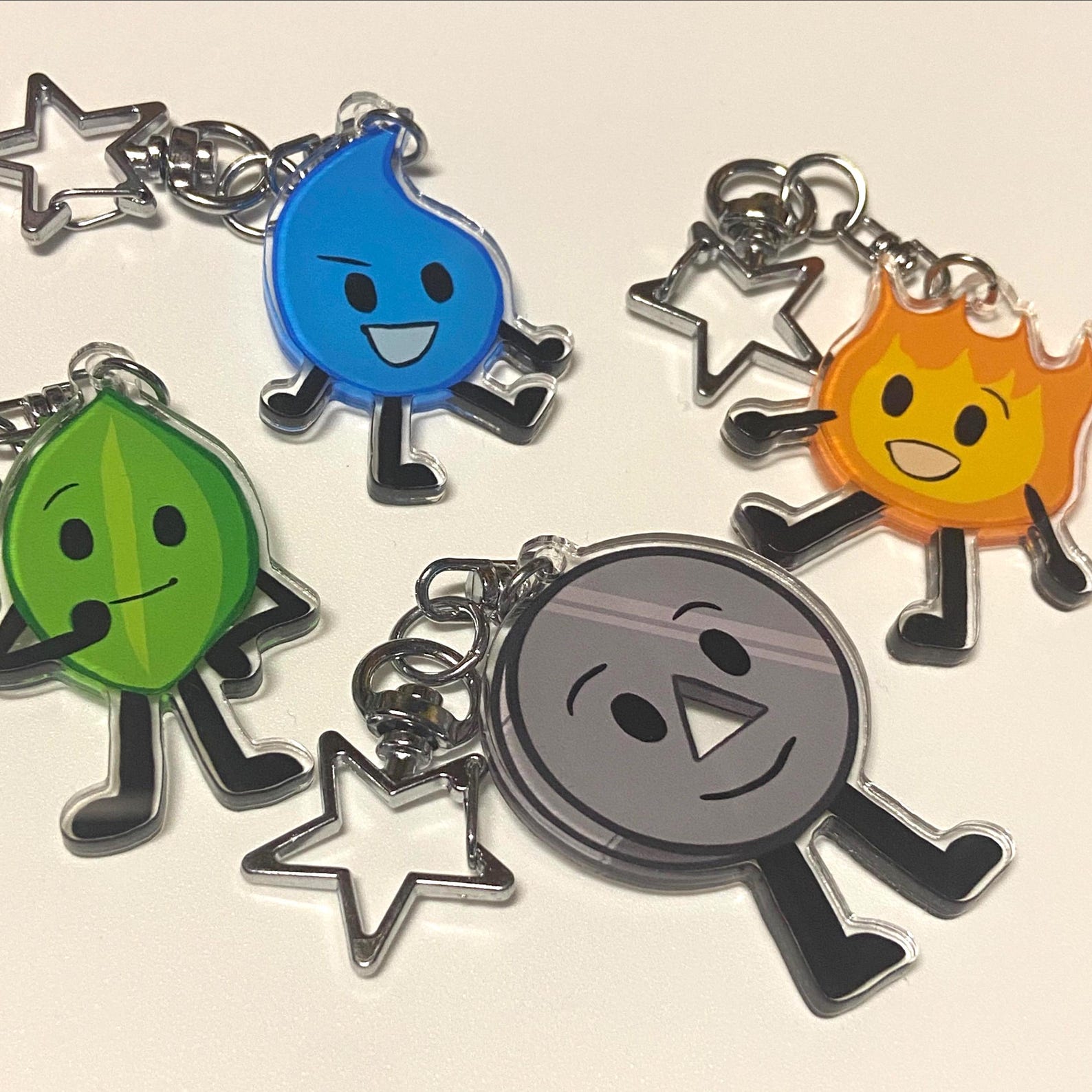 BFDI 2in Keychains: Firey, Leafy, Teardrop, and Nickel / Object Show ...