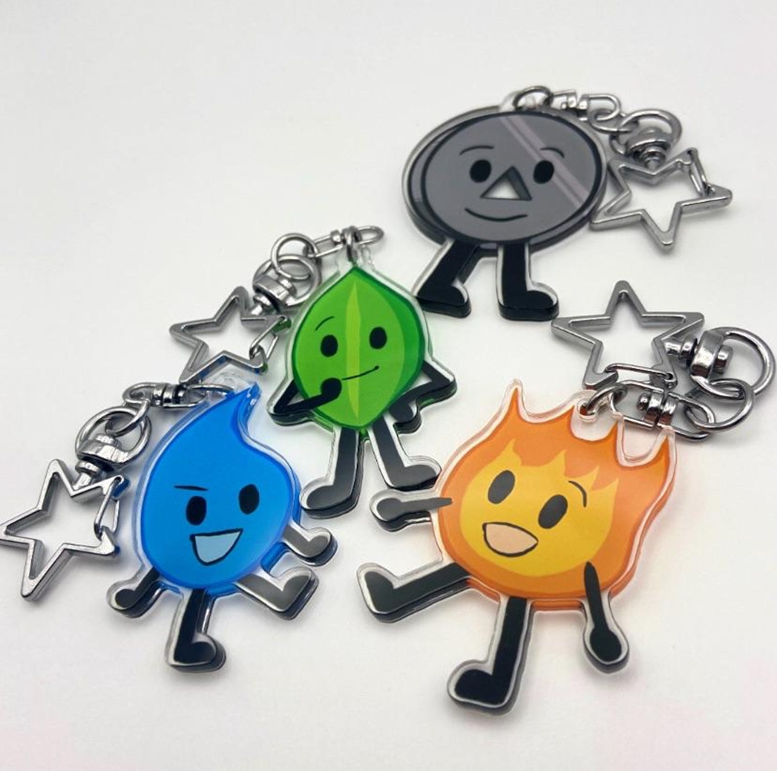 BFDI 2in Keychains: Firey, Leafy, Teardrop, and Nickel / Object Show ...