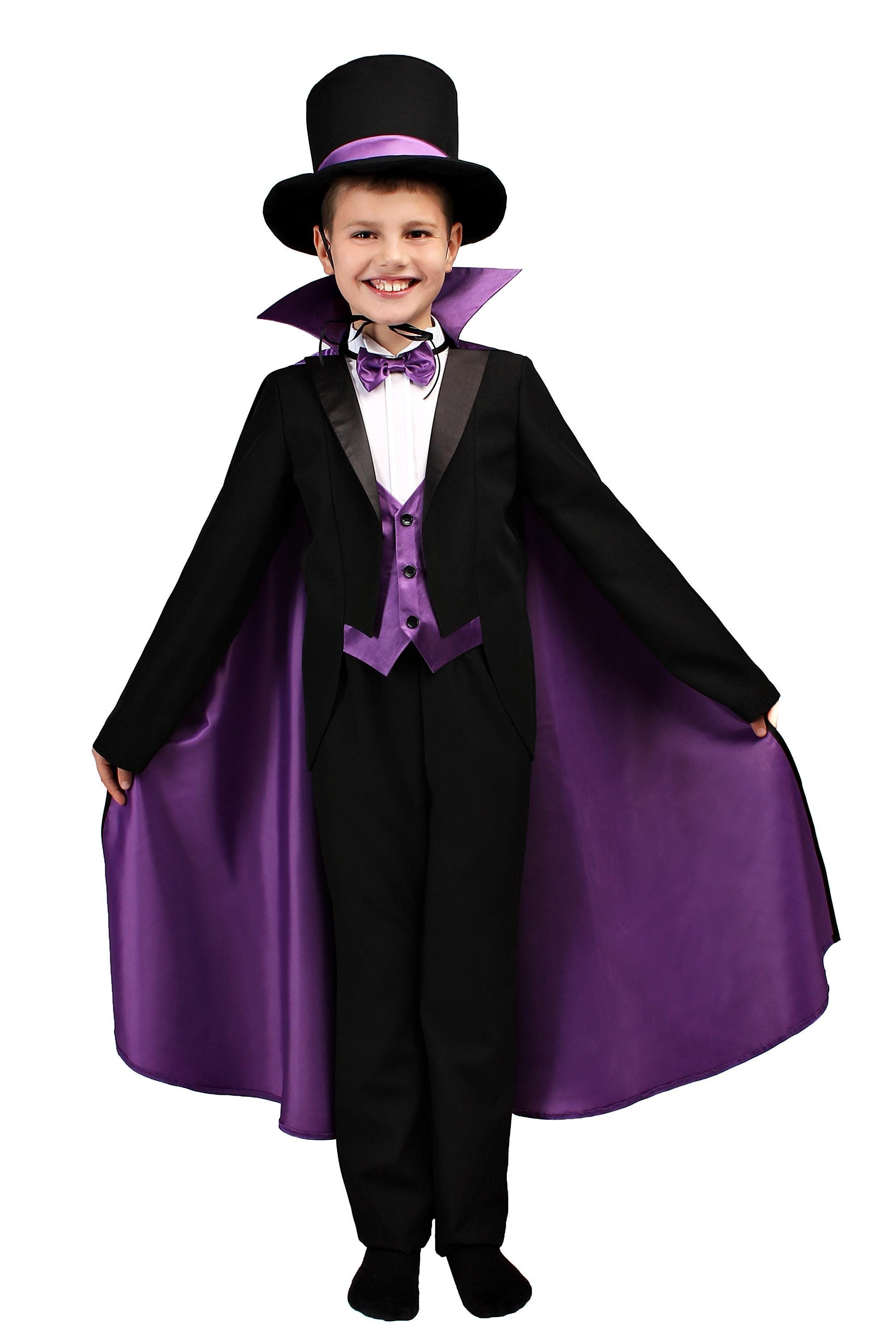 Magician Costume – Kids' Wizard Outfit With Jacket, Pants, Cape & Hat ...