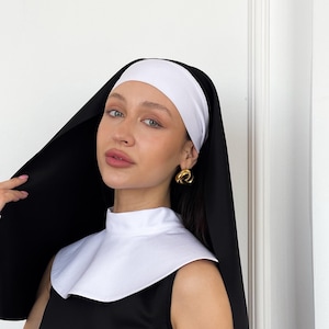 Black&white Apostolnik – Nun Costume Headpiece, Religious Cosplay ...