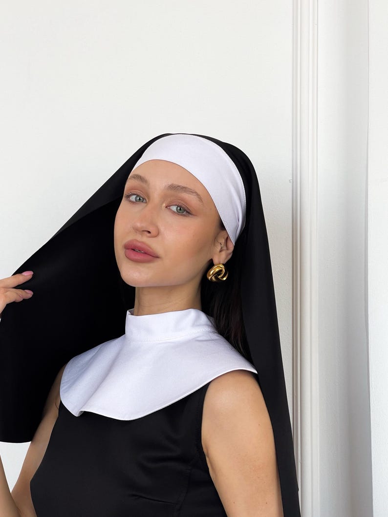 Black&white Apostolnik – Nun Costume Headpiece, Religious Cosplay ...