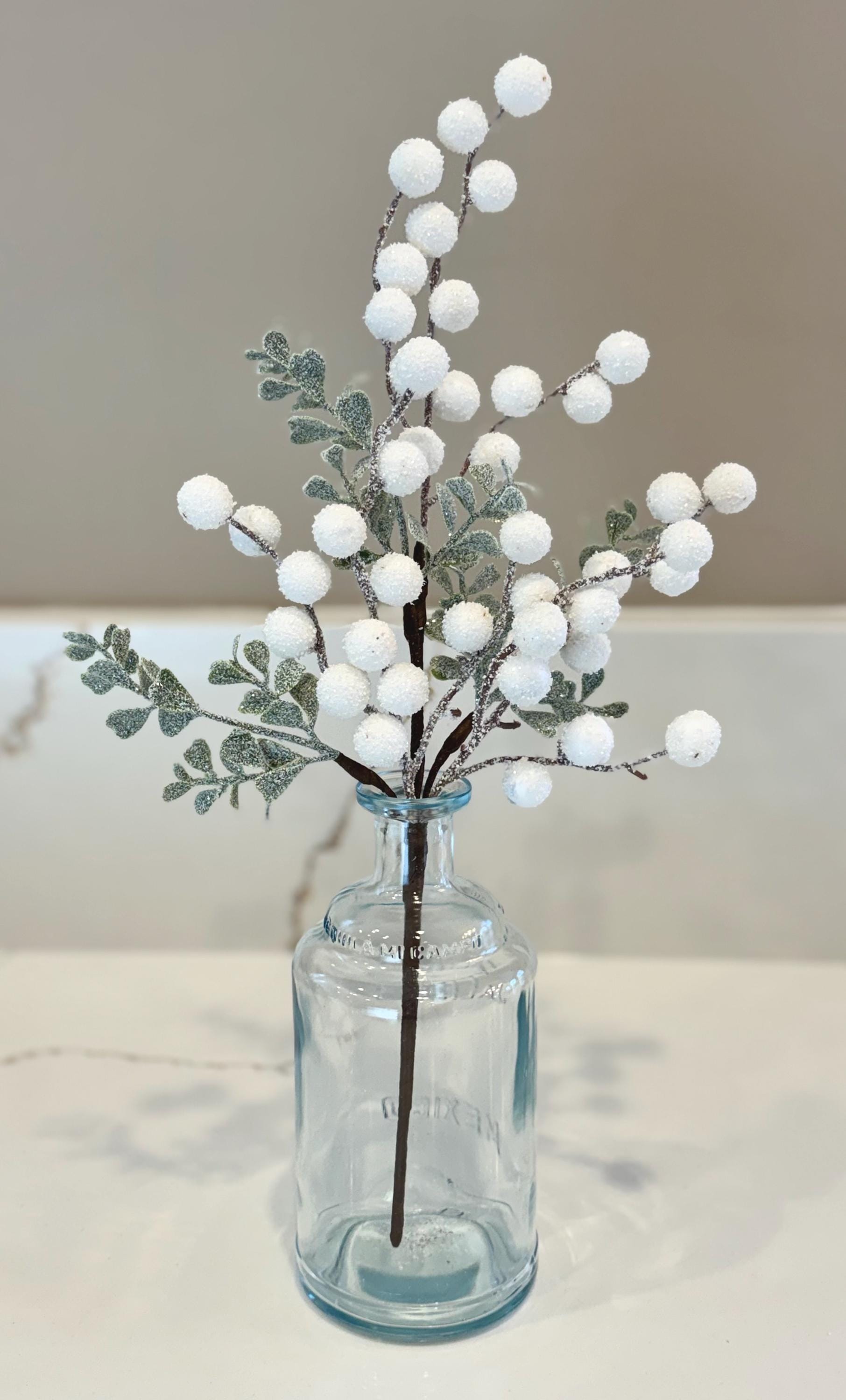 Winter Berry Stems | White Berry Stems | White Glitter Berries ...