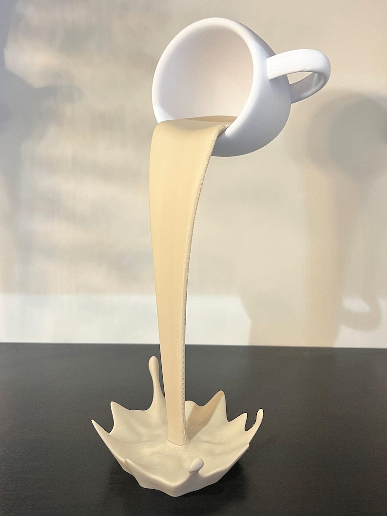 3D Printed Floating Coffee Cup Sculpture – Gravity-defying Art Decor ...