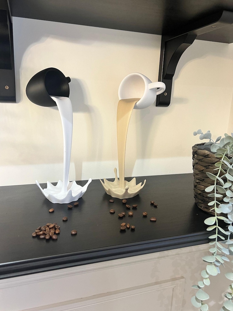 3D Printed Floating Coffee Cup Sculpture – Gravity-defying Art Decor ...