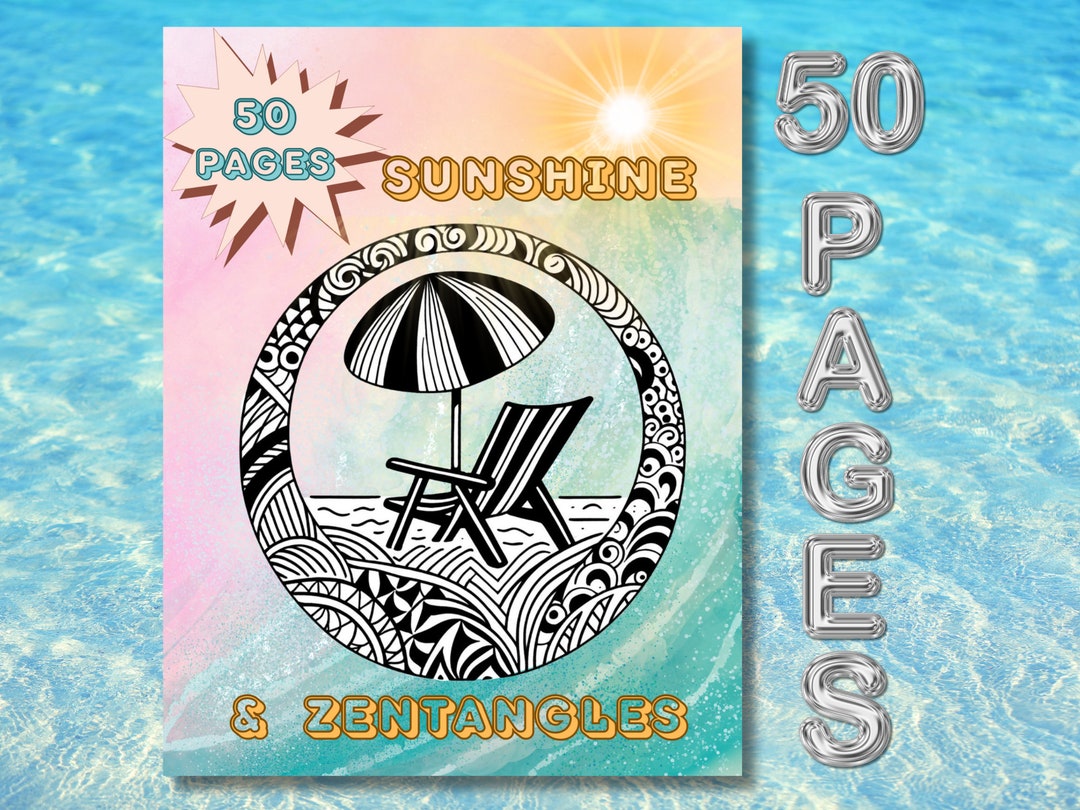 Summer Zentangles Adult Coloring Book - Stress Relief & Mindfulness ...