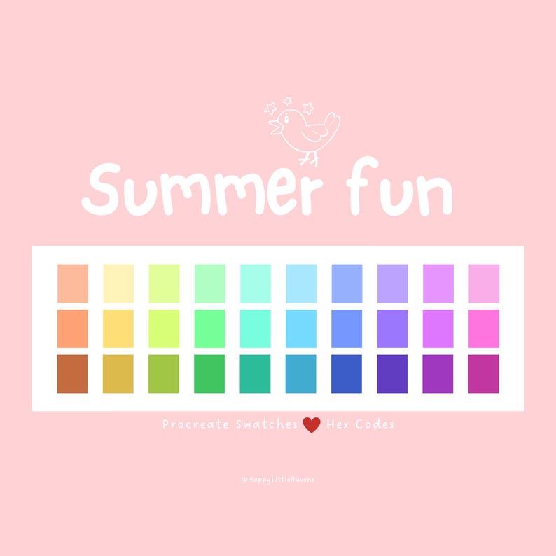 Summer Fun Color Palette | Procreate Swatches | iPad Illustration | HEX ...
