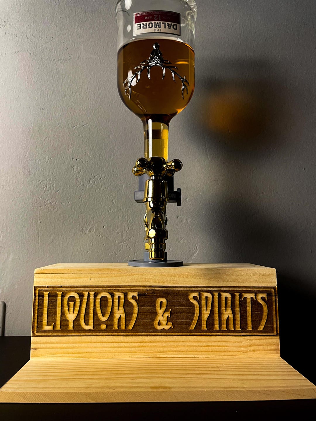 Liquor Dispenser, Wooden Whisky Dispenser With Decorations - Etsy