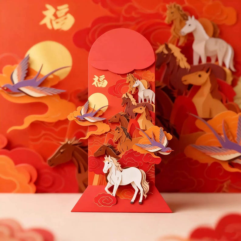 Year of the Horse | 2026 Chinese New Year| 3D Lunar New Year Red ...