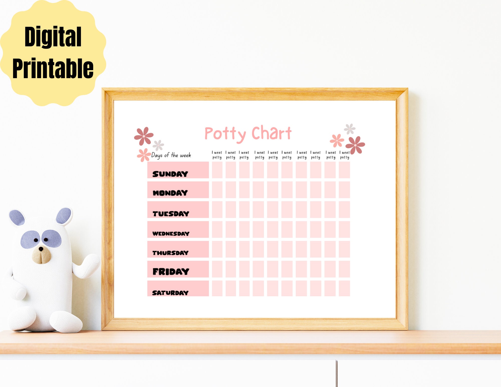Potty Training Chart, Potty Chart Printable, Potty Chart for Girls ...