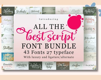 The Delightful Font Bundle, Display Font, Cricut Font, Vintage Font ...