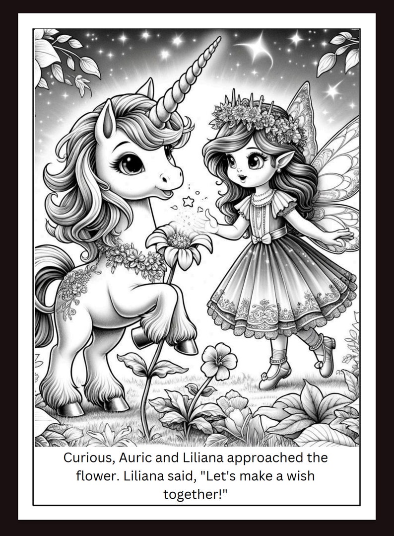 Digital Coloring Book Magical World of Unicorns and Fairies - Etsy