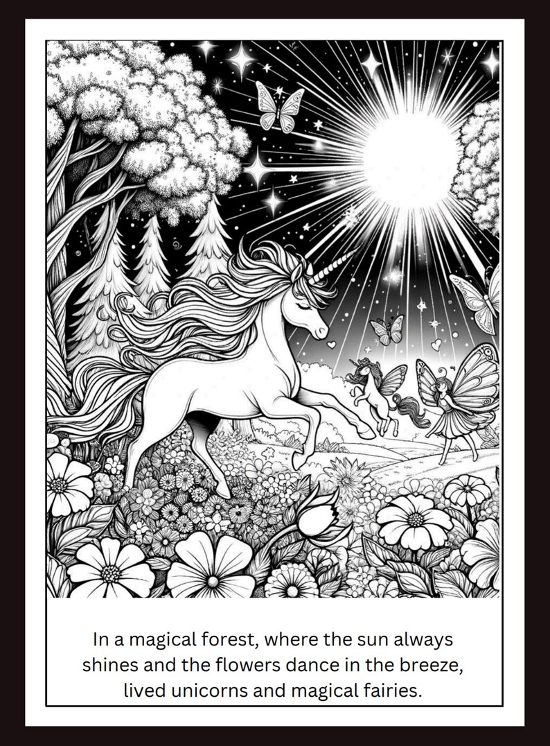 Digital Coloring Book Magical World of Unicorns and Fairies - Etsy