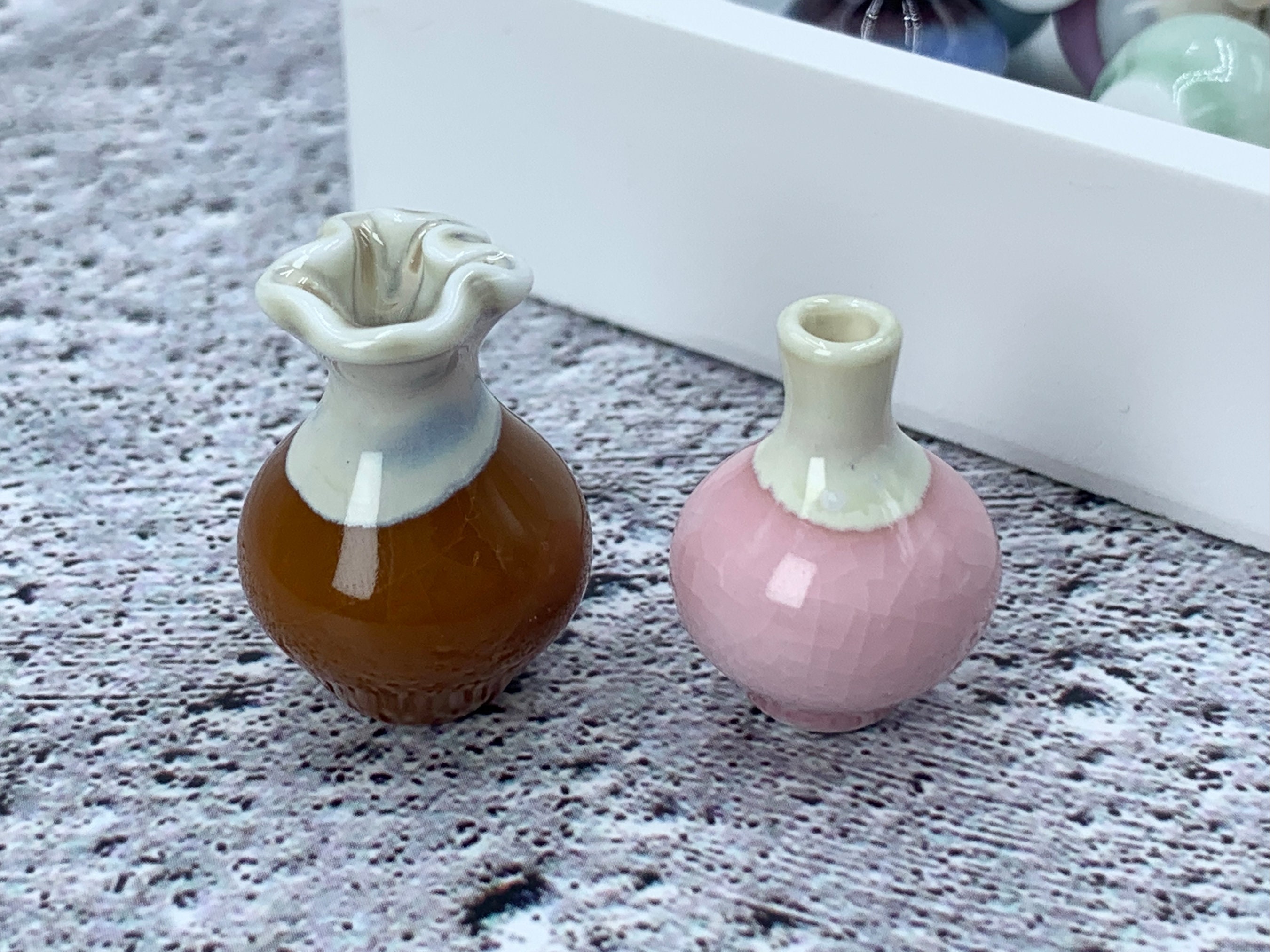 Miniature Glazed Ceramic Vase, Mini Vases, Unique Tiny Vases, Small ...