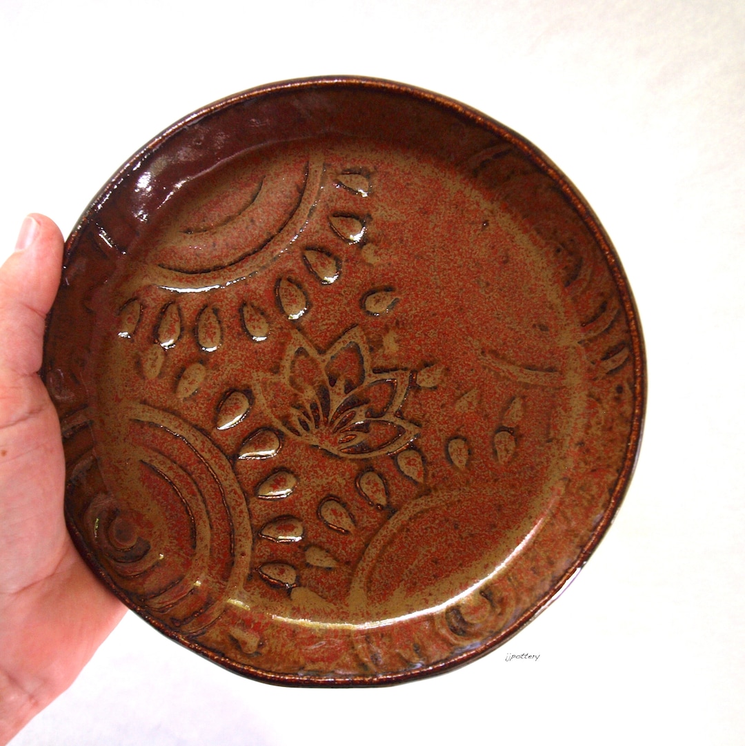 Pottery Dinnerware, 3 Small Plates, Handmade Ceramic Luncheon Plate Set ...