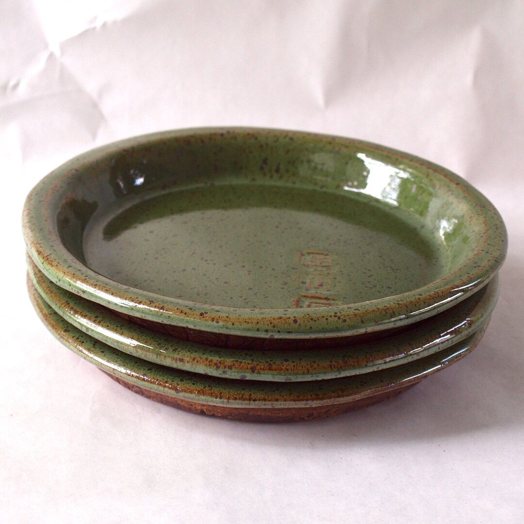 Pottery Dinnerware, 3 Small Plates, Handmade Ceramic 7" Luncheon Plate ...