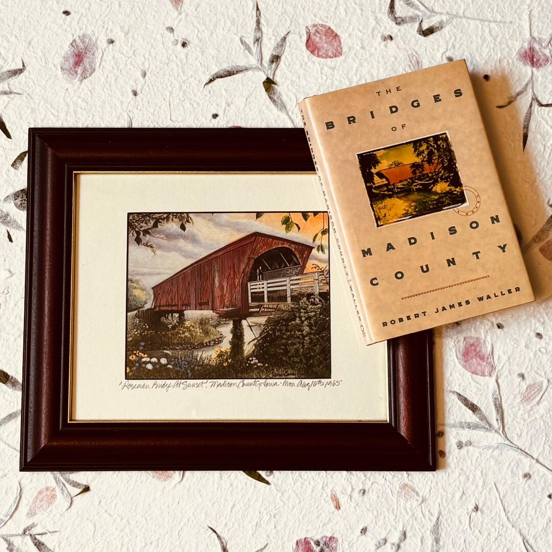 1995 Vintage Madison County Bridge at Sunset - Signed Jackson Causey - Etsy