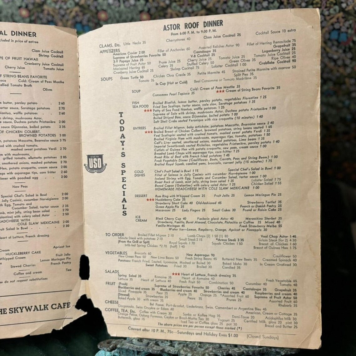 1941 Hotel Astor Menu Signed by Frank Sinatra and Tommy Dorsey - Etsy