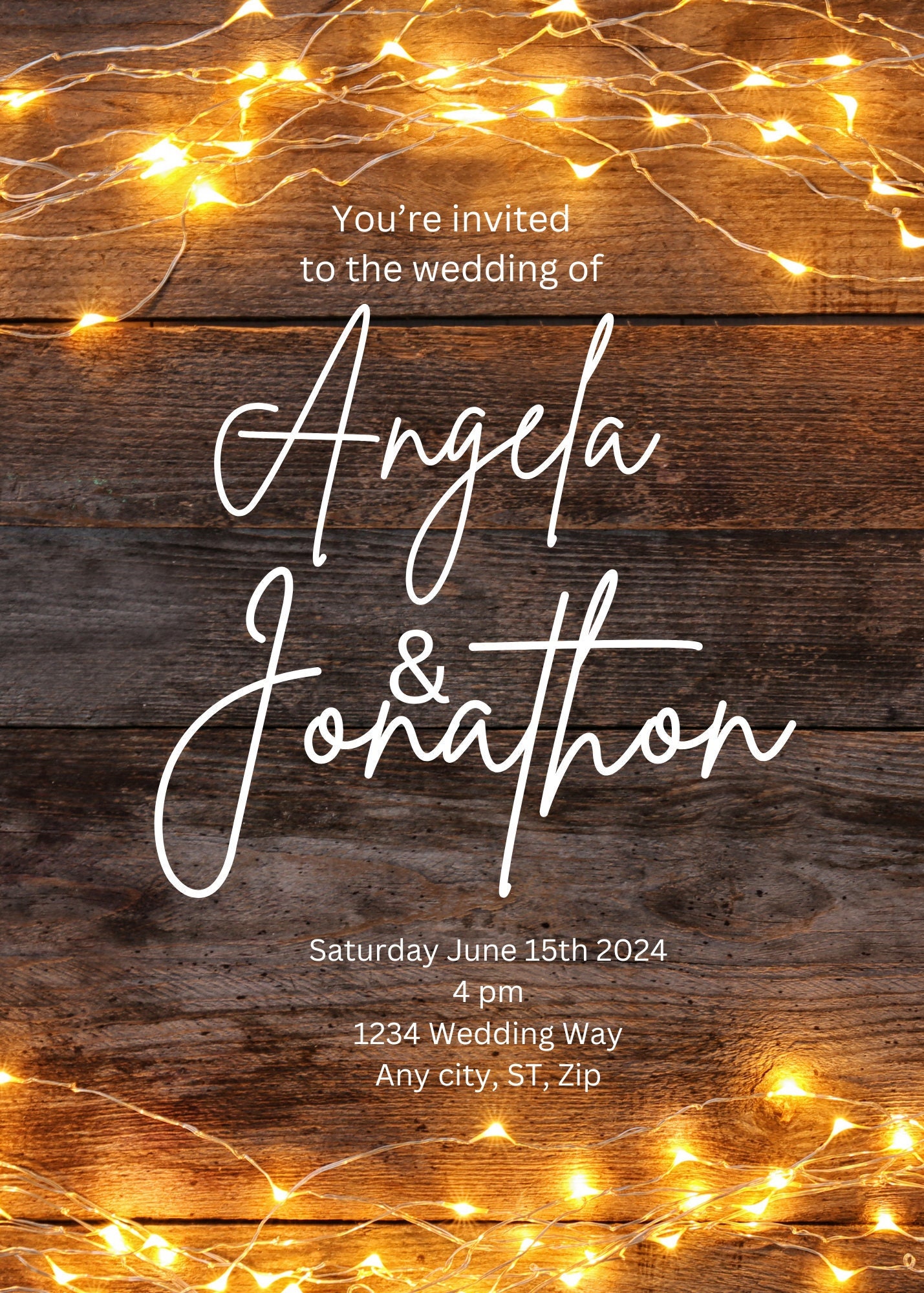 Rustic Wedding Invitation. Digital Download. Print Your Own Wedding ...