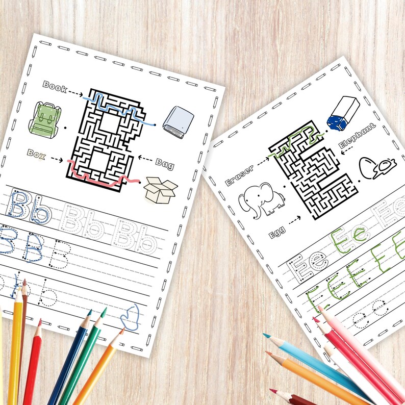 Engaging Alphabet Maze Kit for Kids: ABC Phonics Tracing & Coloring A ...