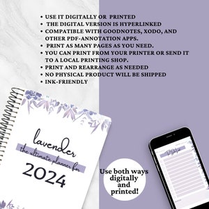 Floral 2024 Calendar Purple Lavender Flower Therapeutic Daily Planning ...