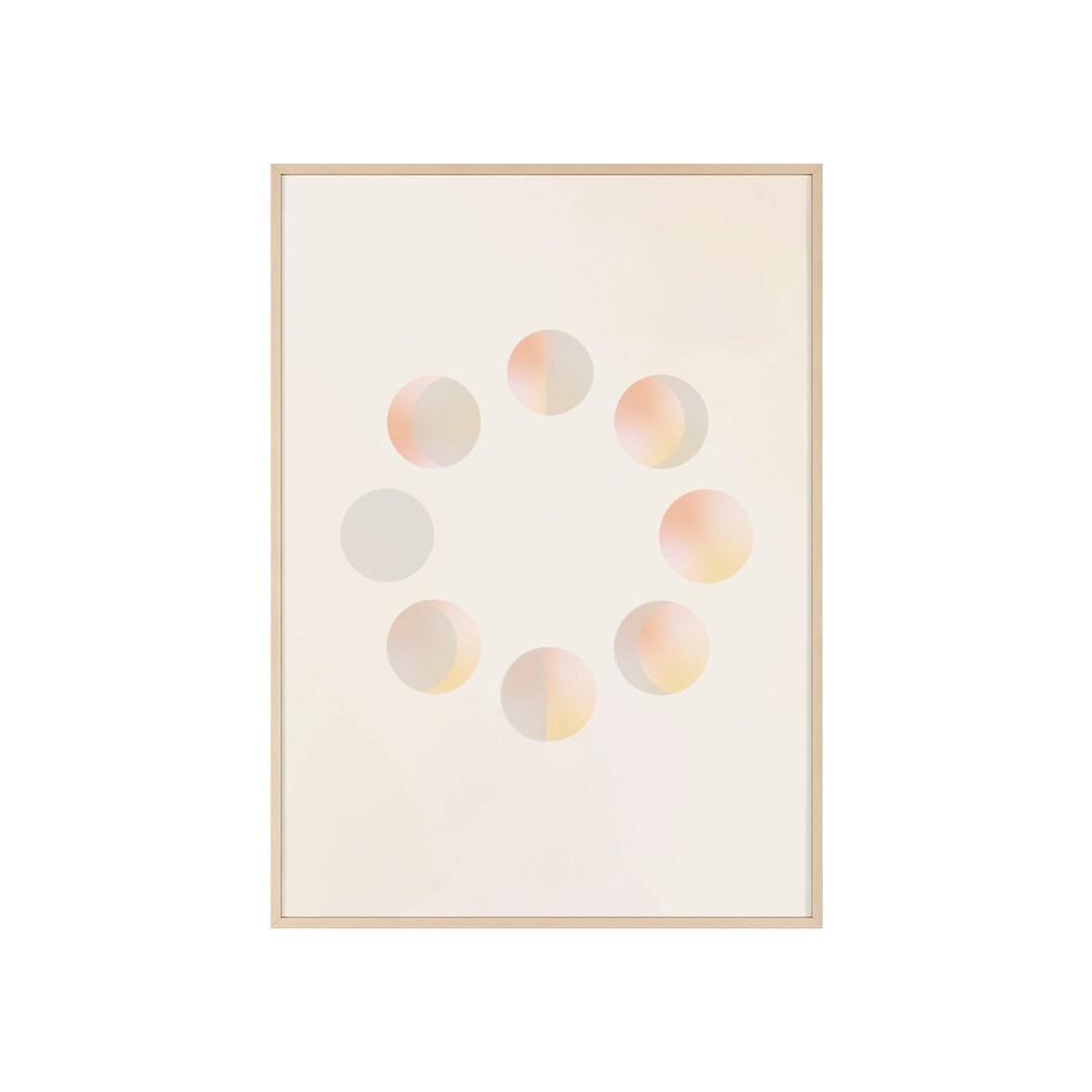 Boho Moon Phase Print in Light Wooden Frame Minimalist Lunar Wall Art ...
