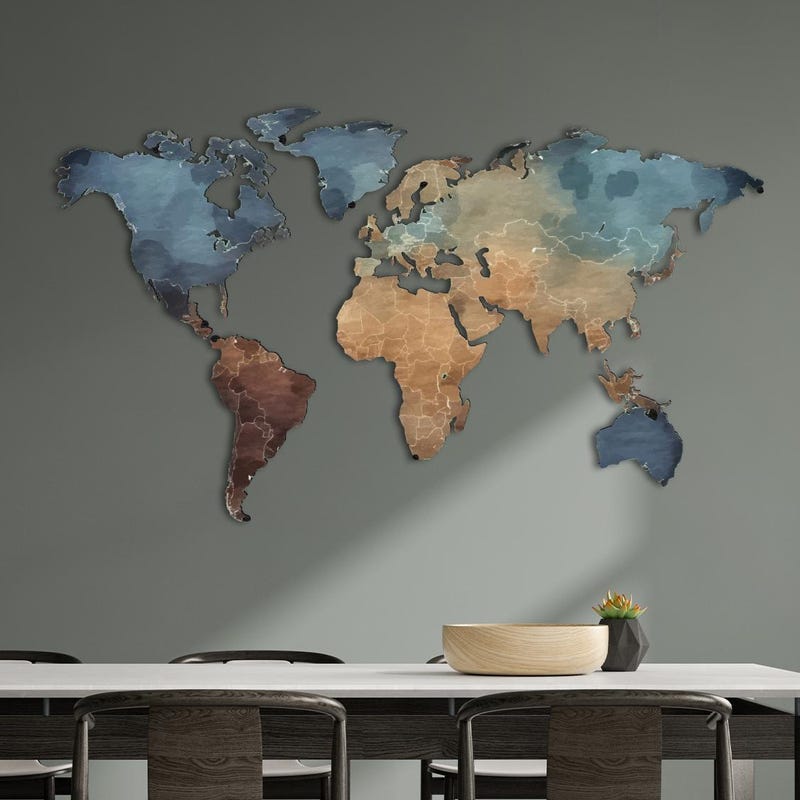 Uv Printed World Map - Etsy